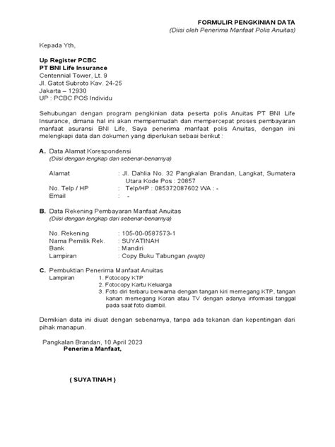Formulir Pengkinian Data Pdf