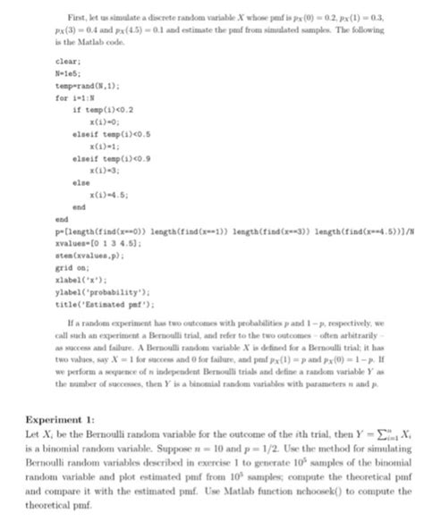 Solved First Let Us Simulate A Discrete Radon Variable X
