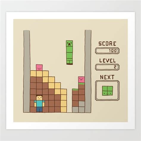 Combining Minecraft With Tetris Video Game Images Art Prints Print