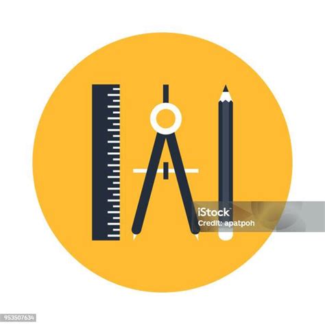 기 및 정밀 도구 아이콘입니다 눈금자 나침반 및 연필 벡터 일러스트입니다 수학에 대한 스톡 벡터 아트 및 기타 이미지 수학