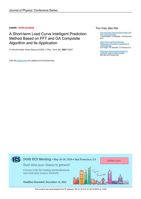 Pdf A Short Term Load Curve Intelligent Prediction Method Based On Fft And Ga Composite