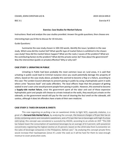 Exercise Pub Econ Public Economics Worksheets COLMO JOHN CHRISTIAN LEO B MN