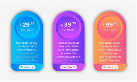 Premium Vector Gradient Plans And Pricing Comparison Table Template