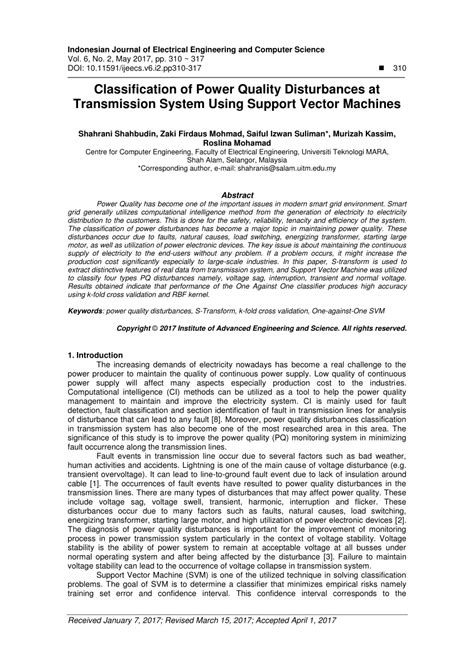 Pdf Classification Of Power Quality Disturbances At Transmission