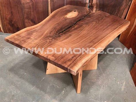 Live Edge Walnut Slab Table With Walnut Base Cwdt 166