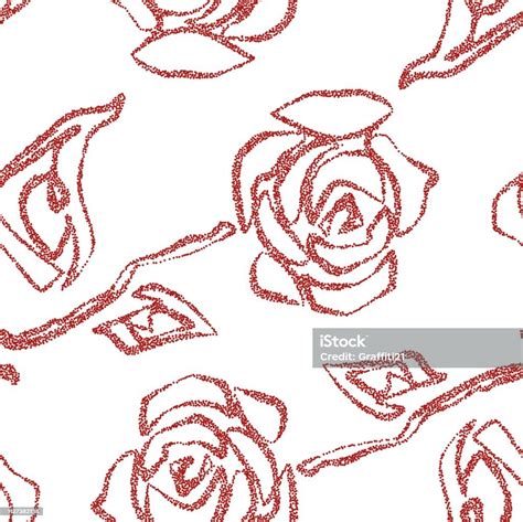 아름 다운 붉은 색과 흰색 원활한 패턴 장미 윤곽에서 손으로 그린 등고선 고 선입니다 완벽 한 배경 인사말 카드 및 초대장 결혼식 생일 발렌타인의 날 꽃 나무에 대한 스톡