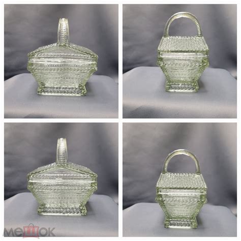 Сахарница "Корзина" стекло Никольско-Бахметьевский завод Россия 1909 г ...