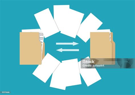 문서 폴더입니다 벡터 일러스트입니다 파일 전송 개념입니다 0명에 대한 스톡 벡터 아트 및 기타 이미지 0명 공유 개념 데이터 Istock