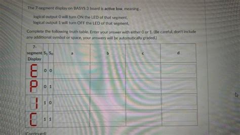 Solved The 75egment Display On Basys 3 Board Is Active Low