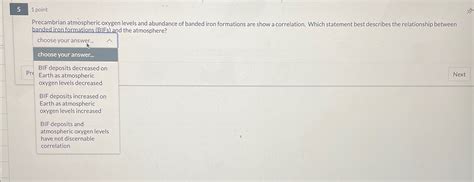 Solved 51 ﻿pointprecambrian Atmospheric Oxygen Levels And