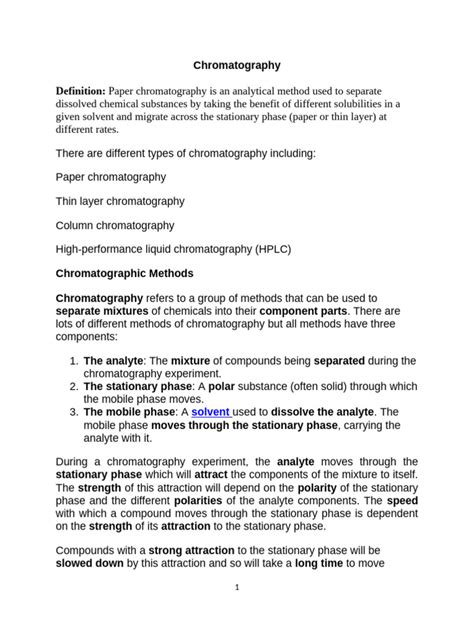 Notes On Chromatography Pdf