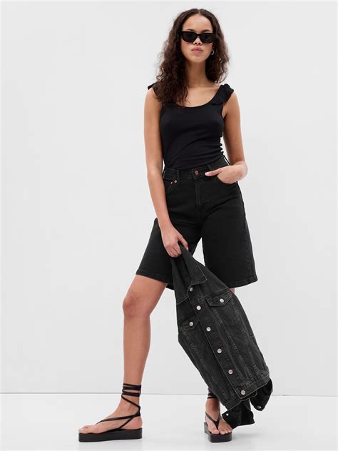 Gap Mini Rib Flutter Tank Top In Black ModeSens