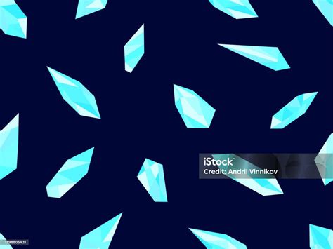 파란색 크리스탈 이음새가 없는 패턴 다이아몬드와 브릴리언트 원시 미네랄 보석 및 보석 보석은 광고 제품 랩 및 배너를위한 디자인입니다 벡터 일러스트 레이 션 가리기에 대한