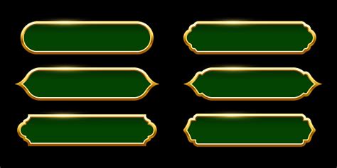 이슬람 프레임 아랍 인도 터키 모양 세트 벡터 일러스트 레이 션 금색 테두리가 있는 다양한 모양의 이슬람 녹색 프레임의 고립된 컬렉션 전통적인 빈티지 아라비아 디자인 요소