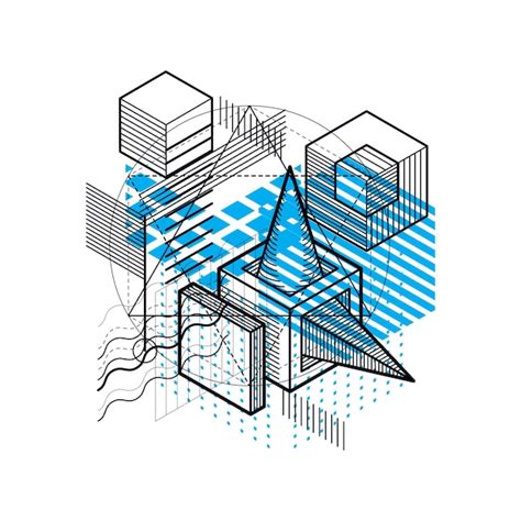 Premium Vector Abstract Design With 3d Linear Mesh Shapes And Figures Vector Isometric