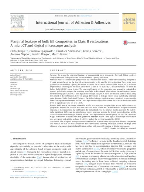 Pdf Marginal Leakage Of Bulk Fill Composites In Class Ii Restorations A Microct And Digital