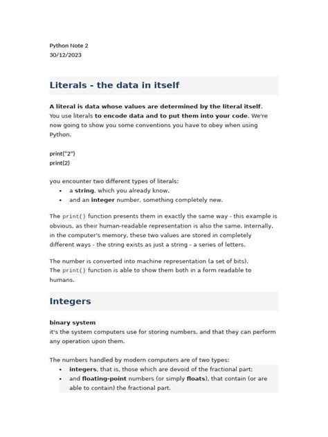 Python Note 2 Pdf Data Type Integer Computer Science