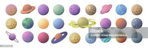 우주 행성의 집합 개체의 큰 컬렉션입니다 흰색 배경에 격리 토성과 가스 구름의 고리가있는 대기와 비어 있습니다 만화 디자인 플랫 스타일 벡터 벡터 일러스트레이션 개체 그룹에
