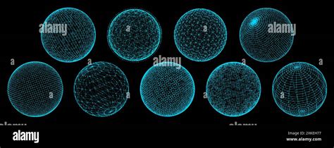 3d Sphere Globe Grid And Wireframe Vector Line Network Spheres Planet Globes And Balls With