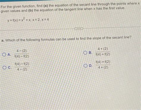 solved for the given function find a the equation of the