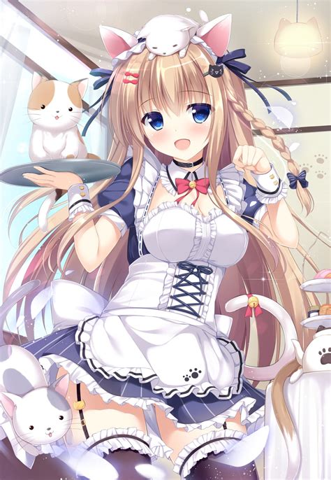 Wallpaper Illustration Cat Nekomimi Anime Girls Tail Cartoon