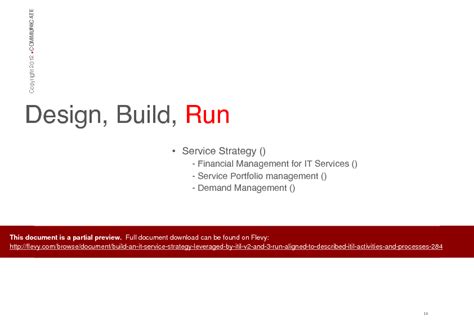 Build An It Service Strategy Leveraged By Itil V2 And 3 Run Aligned To Described Itil Activities