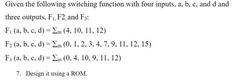 Solved Given The Following Switching Function With Four