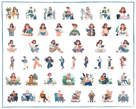 Premium Vector People Reading Books People Reading Books Of Different