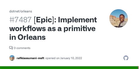 Epic Implement Workflows As A Primitive In Orleans · Issue 7487 · Dotnetorleans · Github