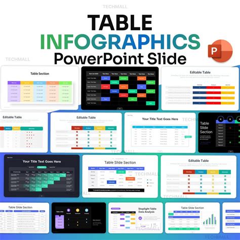 Table Infographics Powerpoint Presentation Template Easy Edit Colorful Vector Etsy