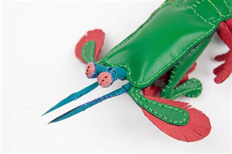 Handmade Leather Peacock Mantis Shrimp Home Decoration Collectable