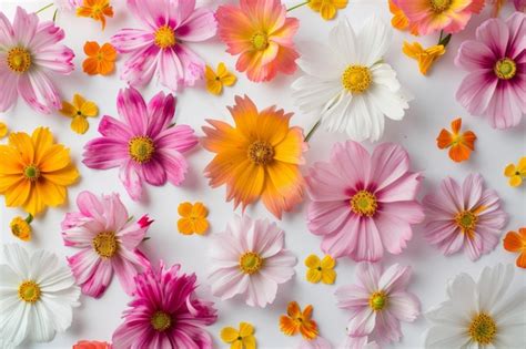 Premium Photo Assorted Color Flowers On White Surface