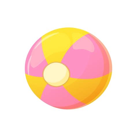 Colorful Beach Ball Yellow And Purple Ball In Cartoon Style Vector