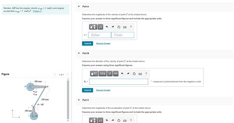 Solved Member AB has the angular velocity ωAB rad s and Chegg
