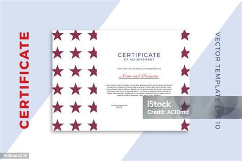 졸업 또는 과정 완료를위한 현대 비즈니스 디플로마 모형 별 기하학적 패턴으로 감사 증서 템플릿의 애국적인 디자인 벡터 배경 Eps 10 감사장에 대한 스톡 벡터 아트 및