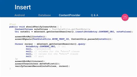 testing sqlite database in android speaker deck