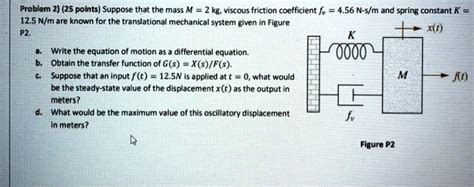 Solved Problem 2 25 Points Suppose That The Mass M 2 Kg Viscous