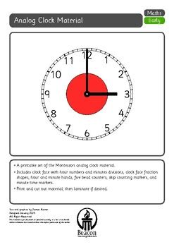 Analog Clock Material By Beacon Learning Materials TPT