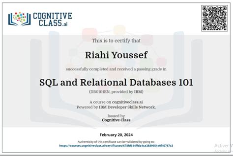Youssef Riahi On Linkedin Sql Cognitiveclass Ibm Skills Ai