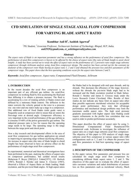 Cfd Simulation Of Single Stage Axial Flow Compressor Pdf