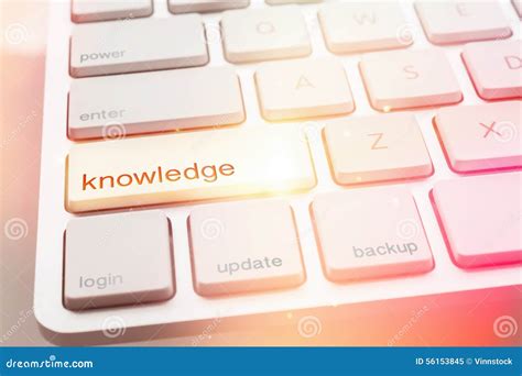 Light From Knowledge Button Of Computer Keyboard Stock Image Image Of
