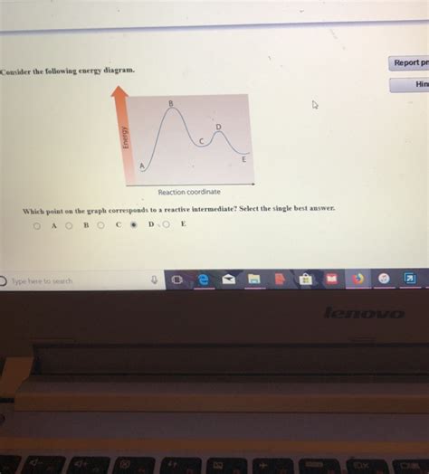 Solved Report Pr Consider The Following Energy Diagram Hin