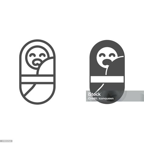 젖꼭지 라인과 단색 아이콘 어머니의 날 개념과 함께 아이 벡터 그래픽 흰색 배경에 리본 벨트 기호가 있는 천에 아기 모바일 또는 웹 디자인에 대한 윤곽선 스타일 아이콘 검은