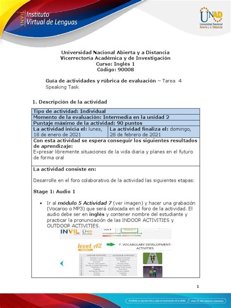 Activity Guides And Evaluation Rubric Unit 2 Task 4 Speaking Task Pdf Plagio