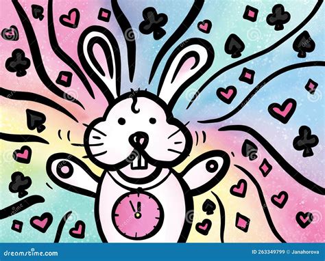 Alice In Wonderland Rabbit Illustration Stock Illustration Illustration Of Spade Clubs 263349799