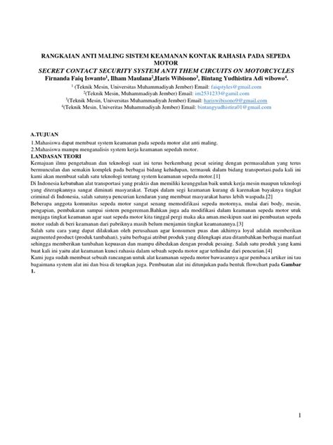 Rangkaian Anti Maling Sistem Keamanan Kontak Rahasia Pada Sepeda Pdf