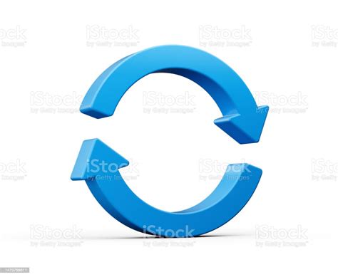 3d 파란색 새로 고침 아이콘 아이콘 기호 다시로드 흰색 배경에 3d 회전 화살표 3d 그림 3차원 형태에 대한 스톡 사진 및 기타 이미지 Istock