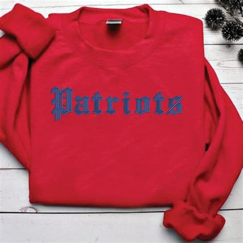 Patriots Embroidered Crewneck New England Stitched Sweatshirt New