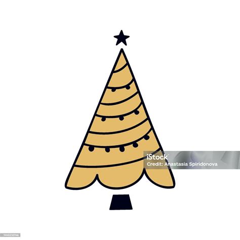 플랫 손으로 그린 크리스마스 트리 벡터 일러스트 레이 션 12월에 대한 스톡 벡터 아트 및 기타 이미지 12월 가문비나무 겨울 Istock