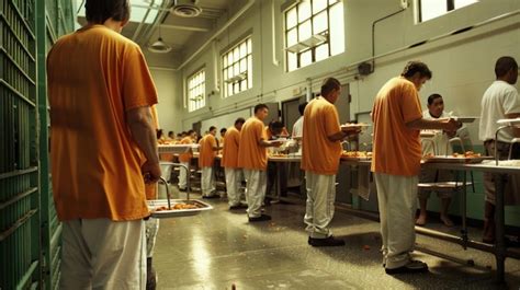 Premium Photo Prison Life Depicted During Meal Time With Inmates